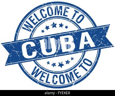 Welcome to Cuba stamp. Cuba round sign isolated on white background ...