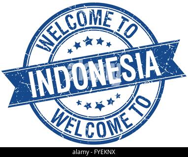 Indonesia stamp. welcome to Indonesia blue sign Stock Vector Image ...