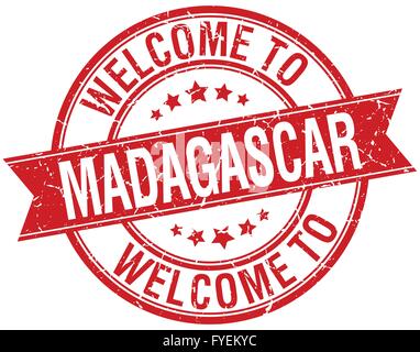 Welcome to Madagascar stamp. Madagascar round sign isolated on white ...
