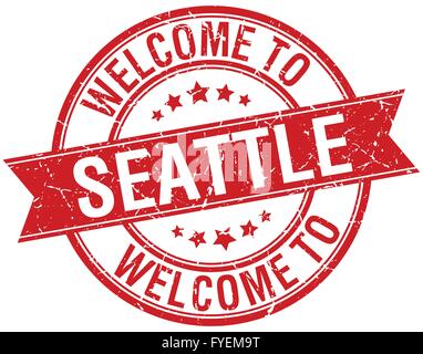 Welcome to Seattle stamp. Seattle round sign isolated on white ...