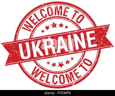 Welcome to Ukraine stamp. Ukraine round sign isolated on white ...