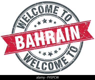 Welcome to Bahrain stamp. Bahrain round sign isolated on white ...