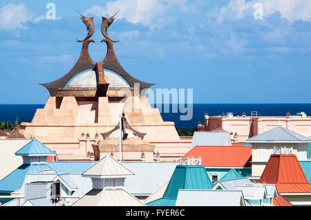Residential district's and resorts' colorful roofs on Paradise Island ...