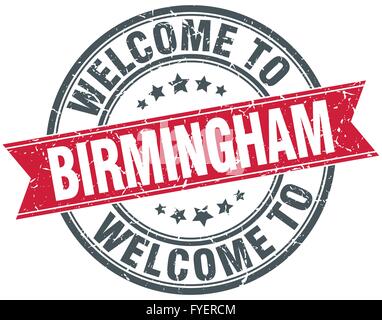 Welcome to Birmingham stamp. Birmingham round sign isolated on white ...