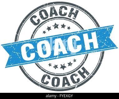 coach blue grunge vintage stamp isolated on white background Stock ...