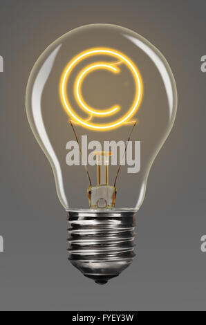 Intellectual property rights concept. Copyright symbol on a yellow ...