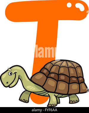 cartoon illustration of T letter for turtle Stock Photo - Alamy