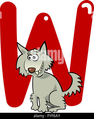 cartoon illustration of W letter for wolf Stock Photo - Alamy
