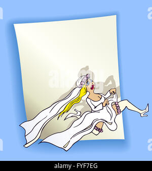 Cartoon illustration of running bride Stock Photo - Alamy