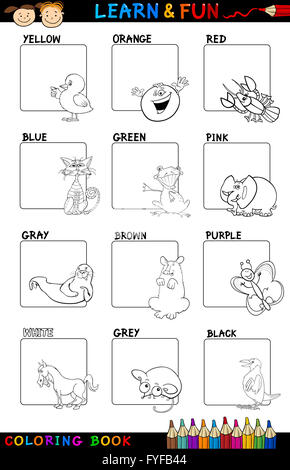 Cartoon Illustration of Primary Colors with Animals or Objects ...