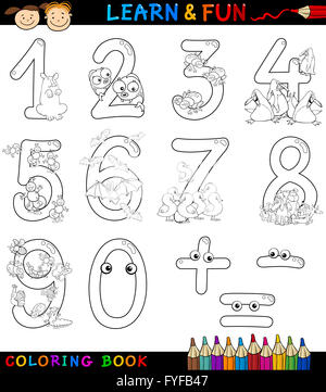 cartoon numbers collection coloring book Stock Photo - Alamy