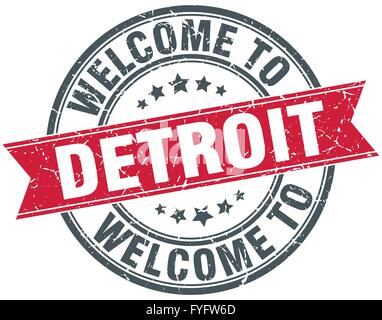 Welcome to Detroit stamp. Detroit round sign isolated on white ...