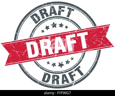 draft round stamp with red ribbon. draft Stock Vector Image & Art - Alamy