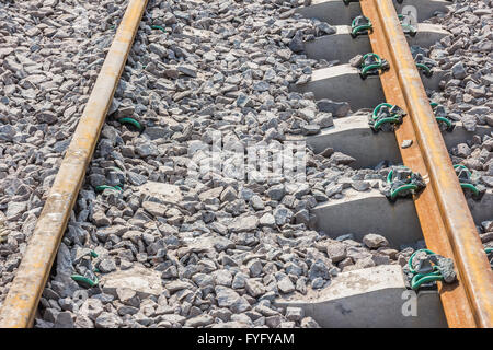 Railroad tracks crossing of a Public Thai Train Railway Stock Photo - Alamy