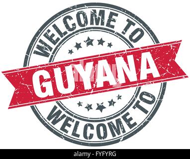 Welcome to Guyana stamp. Guyana round sign isolated on white background ...