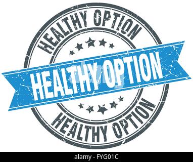 healthy option round stamp with ribbon. sign. label Stock Vector Image ...