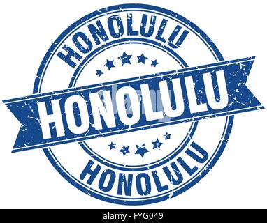 Honolulu blue round grunge vintage ribbon stamp Stock Vector Image ...