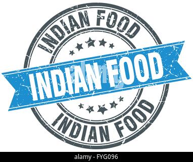 indian food sign. indian food grunge blue stamp. Label Stock Vector ...