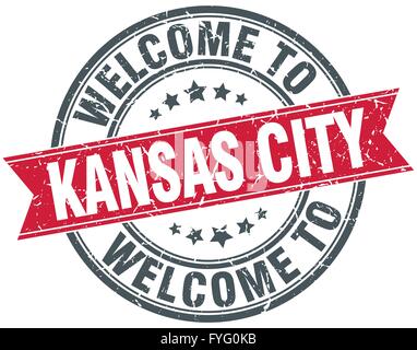 Welcome to Kansas City stamp. Kansas City round sign isolated on white ...