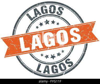 Lagos red round grunge vintage ribbon stamp Stock Vector Image & Art ...