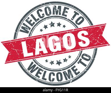 Welcome to Lagos stamp. Lagos round sign isolated on white background ...