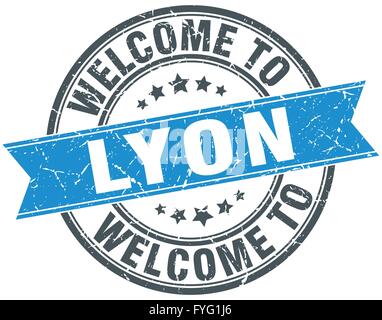 Welcome to Lyon stamp. Lyon round sign isolated on white background ...