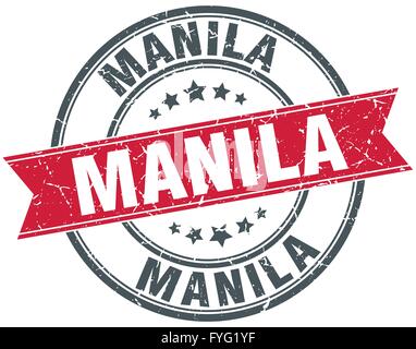 Manila red round grunge vintage ribbon stamp Stock Vector Image & Art ...