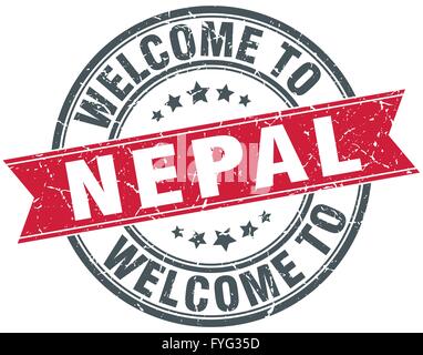 Welcome to Nepal stamp. Nepal round sign isolated on white background ...