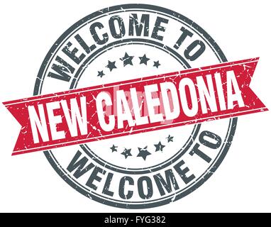 Welcome to New Caledonia stamp. New Caledonia round sign isolated on ...