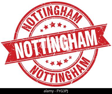 Nottingham red round grunge vintage ribbon stamp Stock Vector Image ...