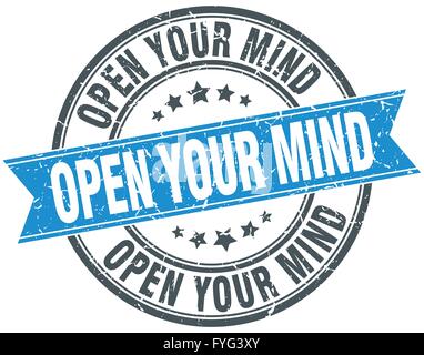 open your mind sign. open your mind round ribbon sticker. open your ...