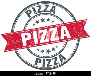 pizza round stamp with red ribbon. pizza Stock Vector Image & Art - Alamy