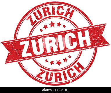 Zurich red round grunge vintage ribbon stamp Stock Vector Image & Art ...