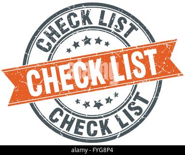 check list round stamp with orange ribbon. check list Stock Vector ...