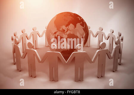 Human figures surround earth Stock Photo - Alamy
