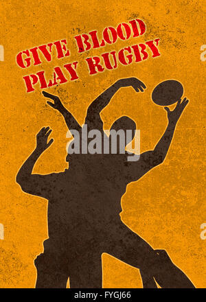 poster illustration of a rugby player jumping catching ball in lineout ...