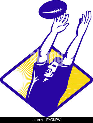 illustration of rugby player catching lineout throw with Ireland flag ...