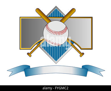 Baseball and Bat on Metal Crest Stock Photo - Alamy