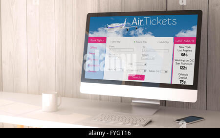 computer digital generated with booking web on the screen. All screen graphics are made up Stock ...