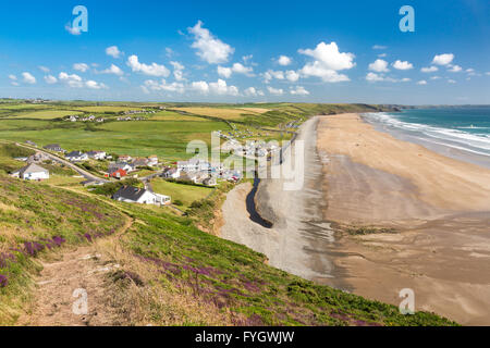 Newgale, sea and surf, Pembrokeshire, West Wales coastal scene Stock ...