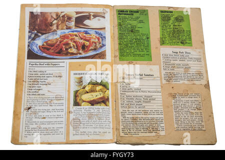 Schwartz scrap recipe book with antique recipes Stock Photo - Alamy