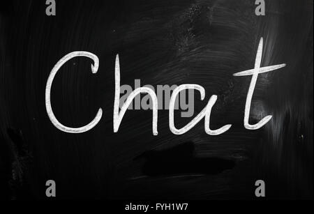 The word "Chat" handwritten with white chalk on a blackboard Stock ...