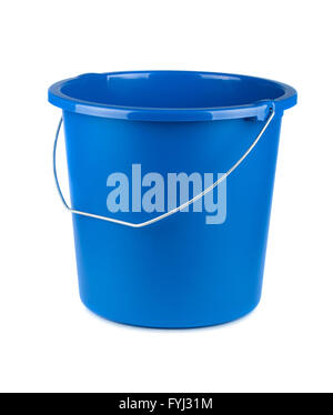 Empty new plastic blue basket isolated on white background. Empty new ...