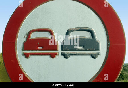 traffic sign Ueberholverbot, no passing nex 3 km, Germany Stock Photo ...