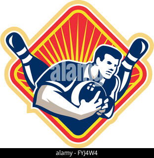 Bowler Bowling Ball Pins Retro Stock Photo - Alamy