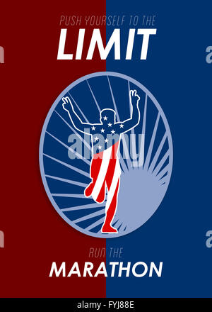 Run Marathon Push Limits Retro Poster Stock Photo - Alamy