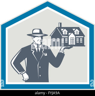 Realtor Real Estate Salesman House Retro Stock Photo - Alamy