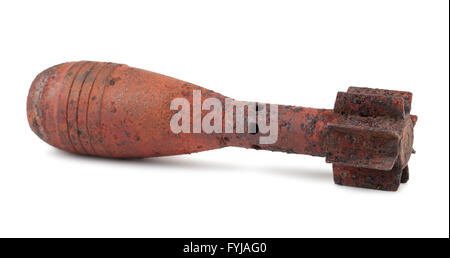 Rusty mortar bomb World War II. Mortar mine shell isolated on white ...
