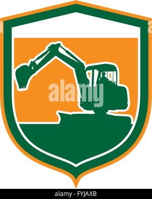 Mechanical Digger Excavator Shield Retro Stock Photo - Alamy