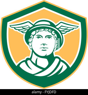 Head of the Roman messenger god Mercury in petasos hat or helmet ...